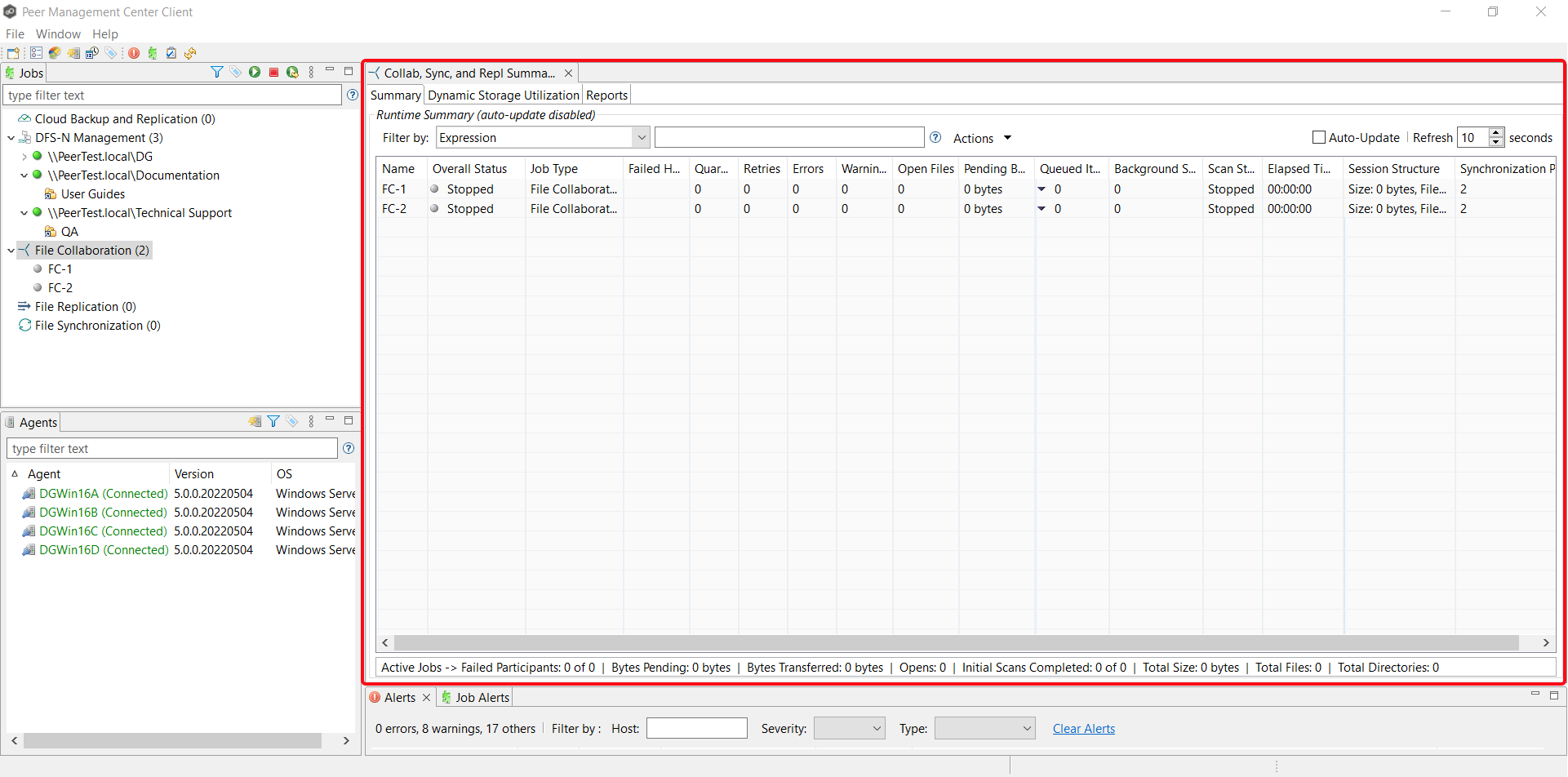 Peer Global File Service Help > Peer Management Center User Interface > Views > Summary Views ...