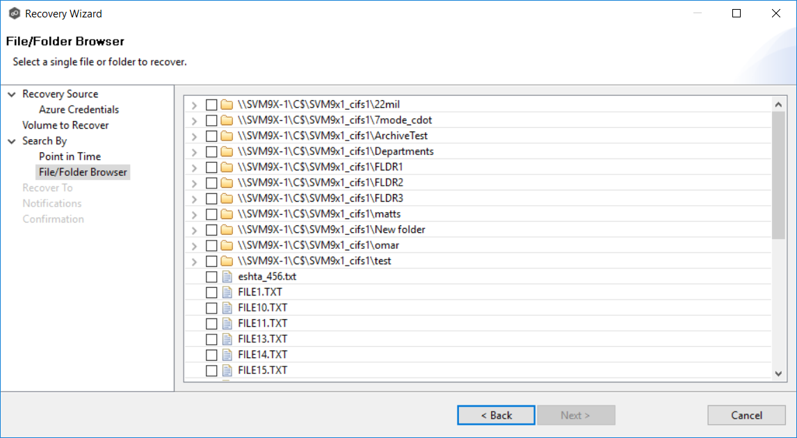 Peer Global File Service Help > Cloud Backup and Replication Jobs > Recovering Data > Search ...