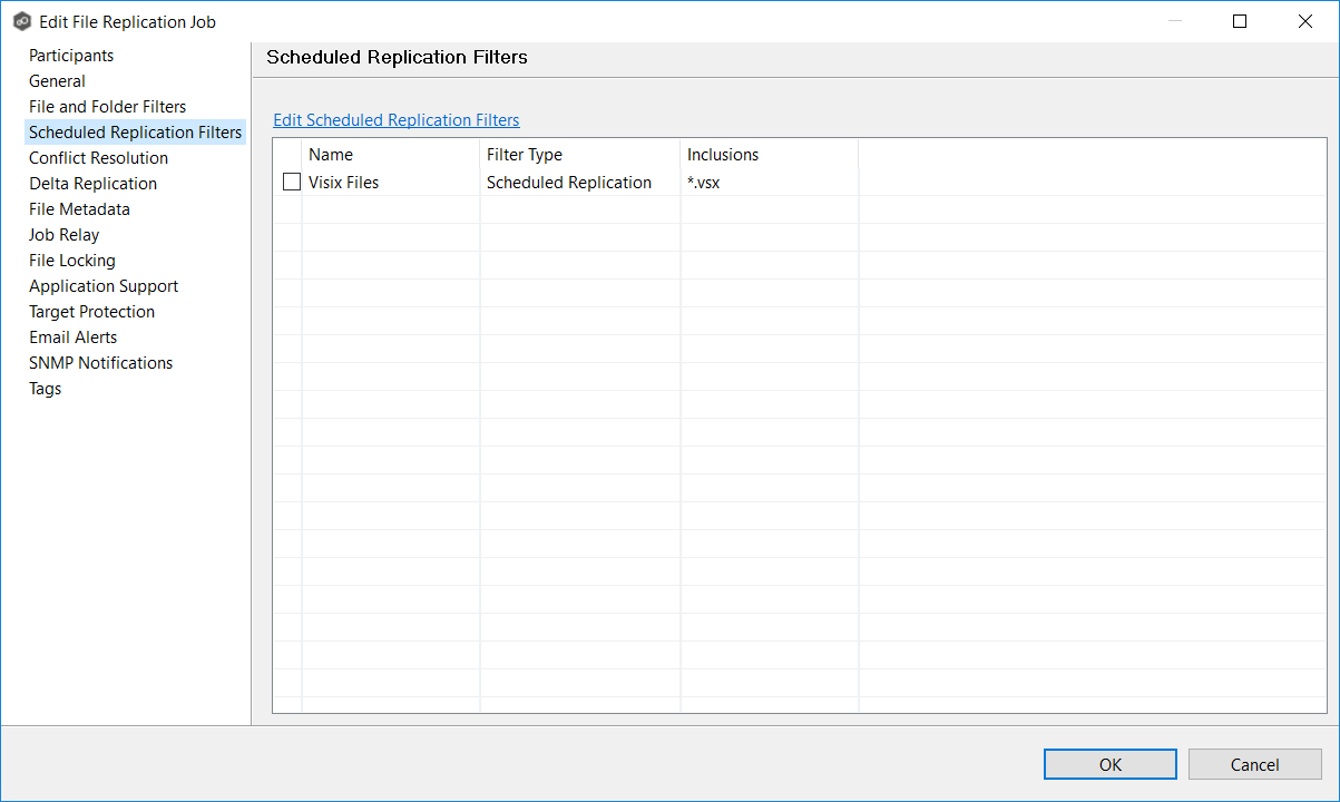 Peer Global File Service Help > File Replication Jobs > Editing a File Replication Job ...